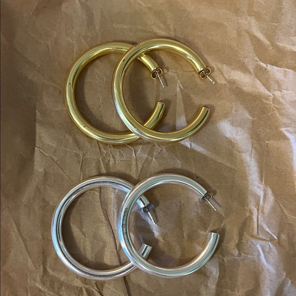 Madewell | Jewelry | Madewell Elegant Gold And Silver Hoop Earrings ...